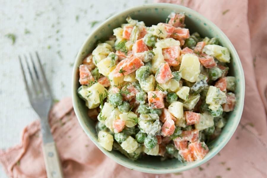 Veg Russian Salad Recipe: Creamy, Colorful and Nutritious - Herbsjoy.com